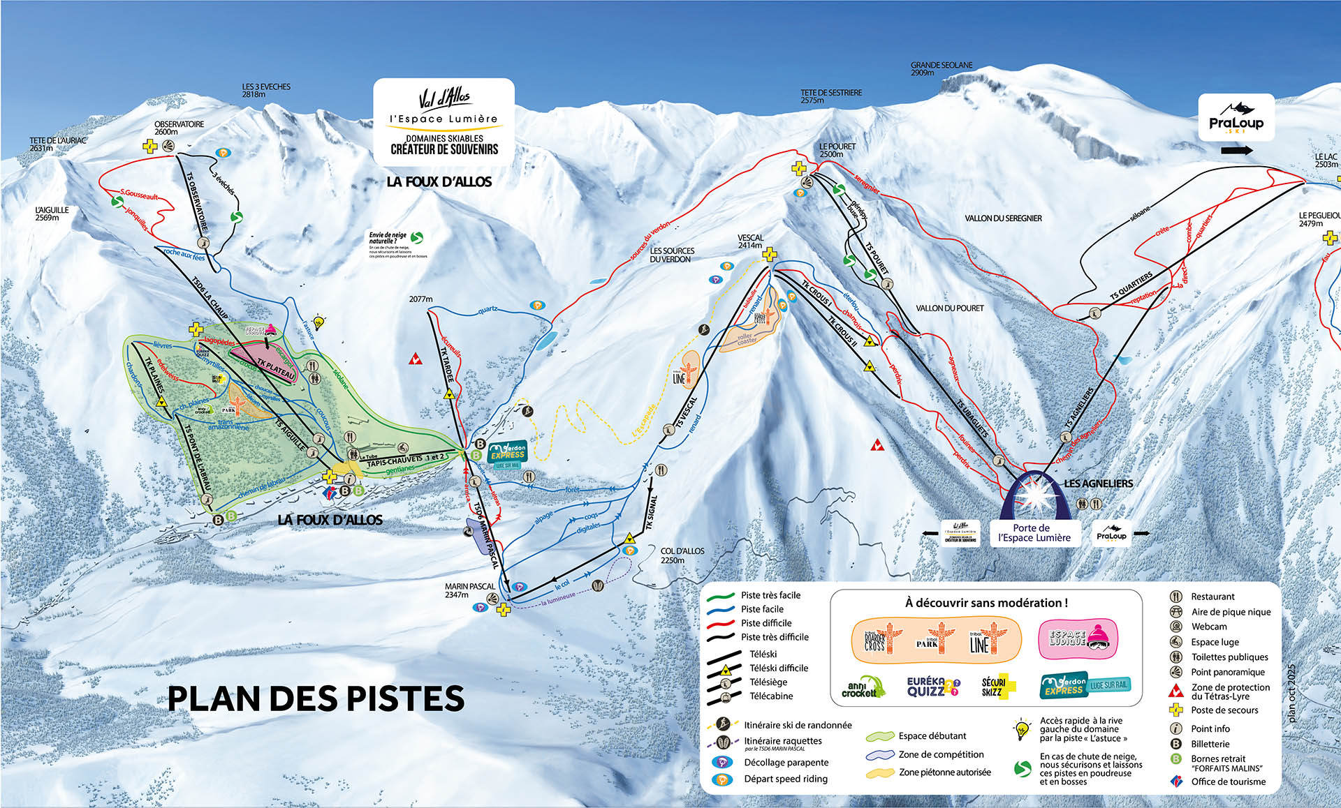 Le plan des pistes de ski du Val d'Allos